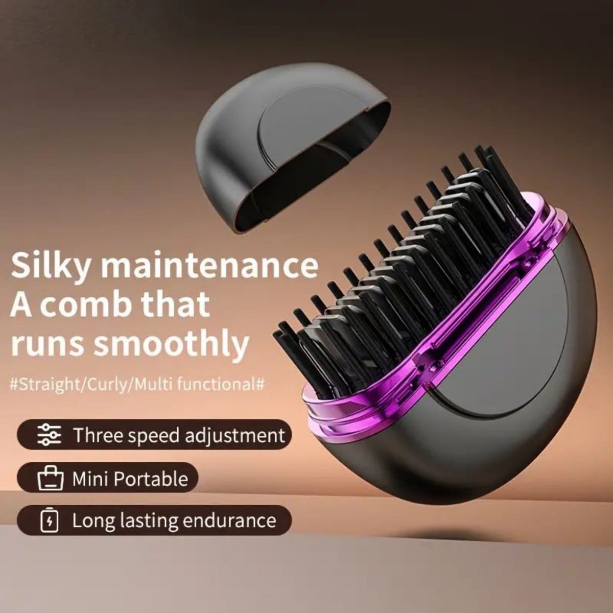 Cepillo Alisador Iónico Portátil HOTU — Para Cabello y Barba, Recargab ...